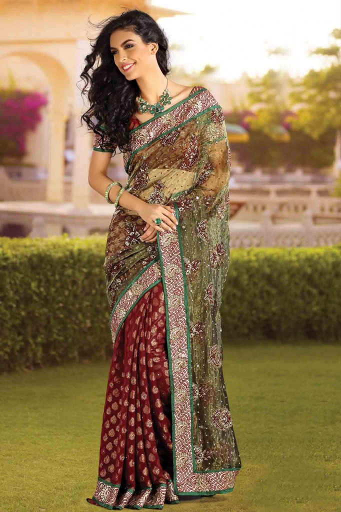 Red Banarasi Wedding Saree - Samyakk: Sarees | Sherwani | Salwar Suits | Kurti | Lehenga | Gowns ...