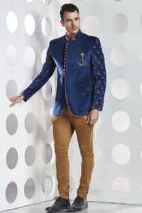 blue bead embroidered suede jodhpuri suit - Samyakk: Sarees | Sherwani | Salwar Suits | Kurti ...