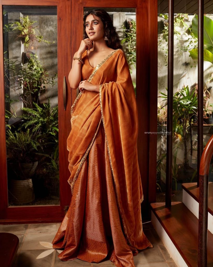 Priya Prakash Varrier in Golden Yellow Saree - Samyakk: Sarees | Sherwani | Salwar Suits | Kurti ...