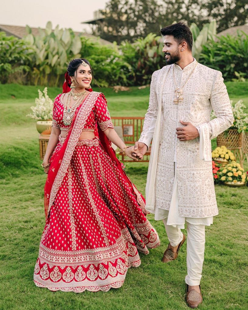 Bride & Groom Outfits - Samyakk: Sarees | Sherwani | Salwar Suits ...
