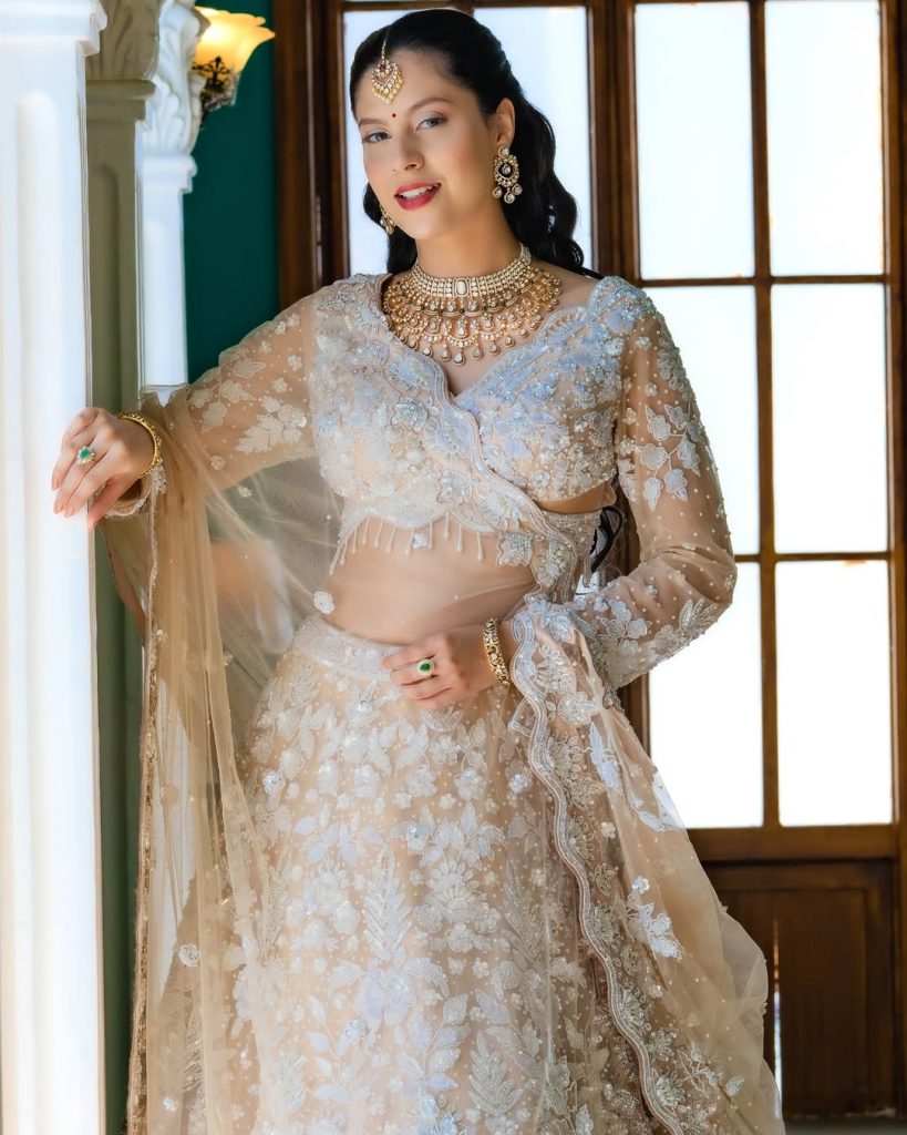 beige lehenga - Samyakk: Sarees | Sherwani | Salwar Suits | Kurti | Lehenga | Gowns | Mens Wear
